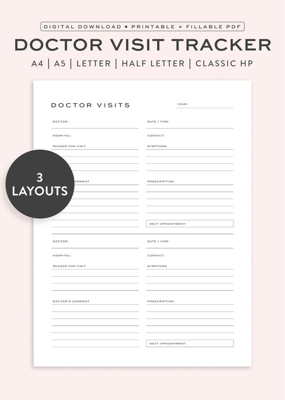 Printable Doctor Visit Notes Doctor Visit Tracker Health - Etsy UK
