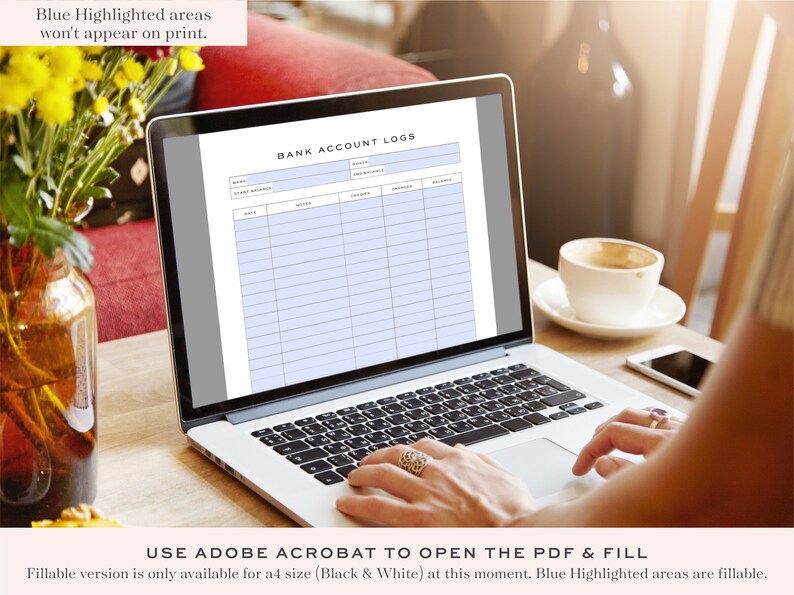 Printable Bank Account Logs Fillable Bank Balance Sheet Bank - Etsy