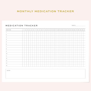 Printable Medication Tracker, Fillable | Weekly and Monthly Medication ...