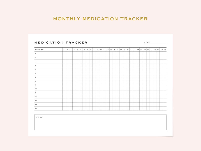 Printable Medication Tracker, Fillable | Weekly and Monthly Medication ...
