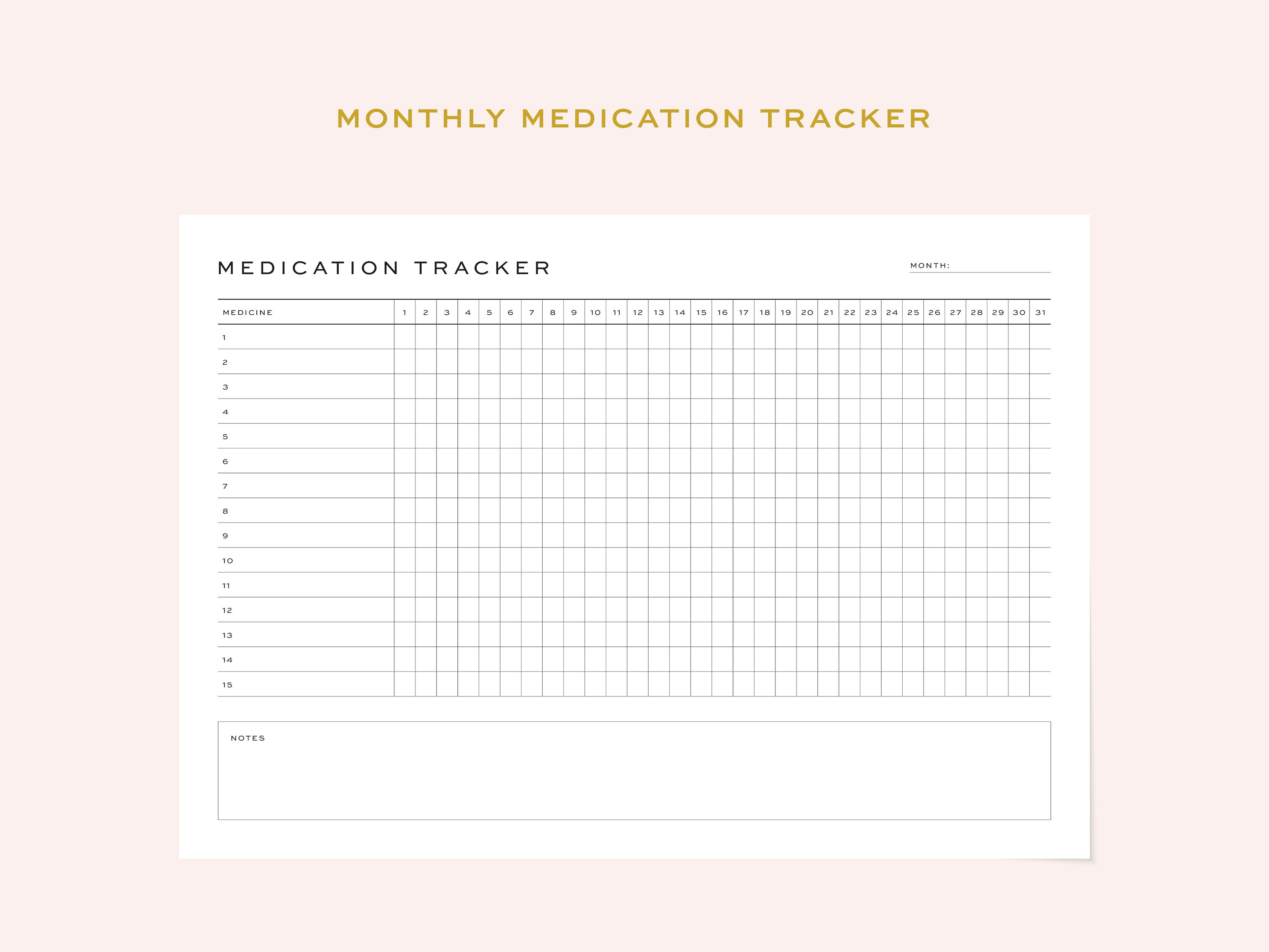 Printable Medication Tracker, Fillable | Weekly and Monthly Medication ...