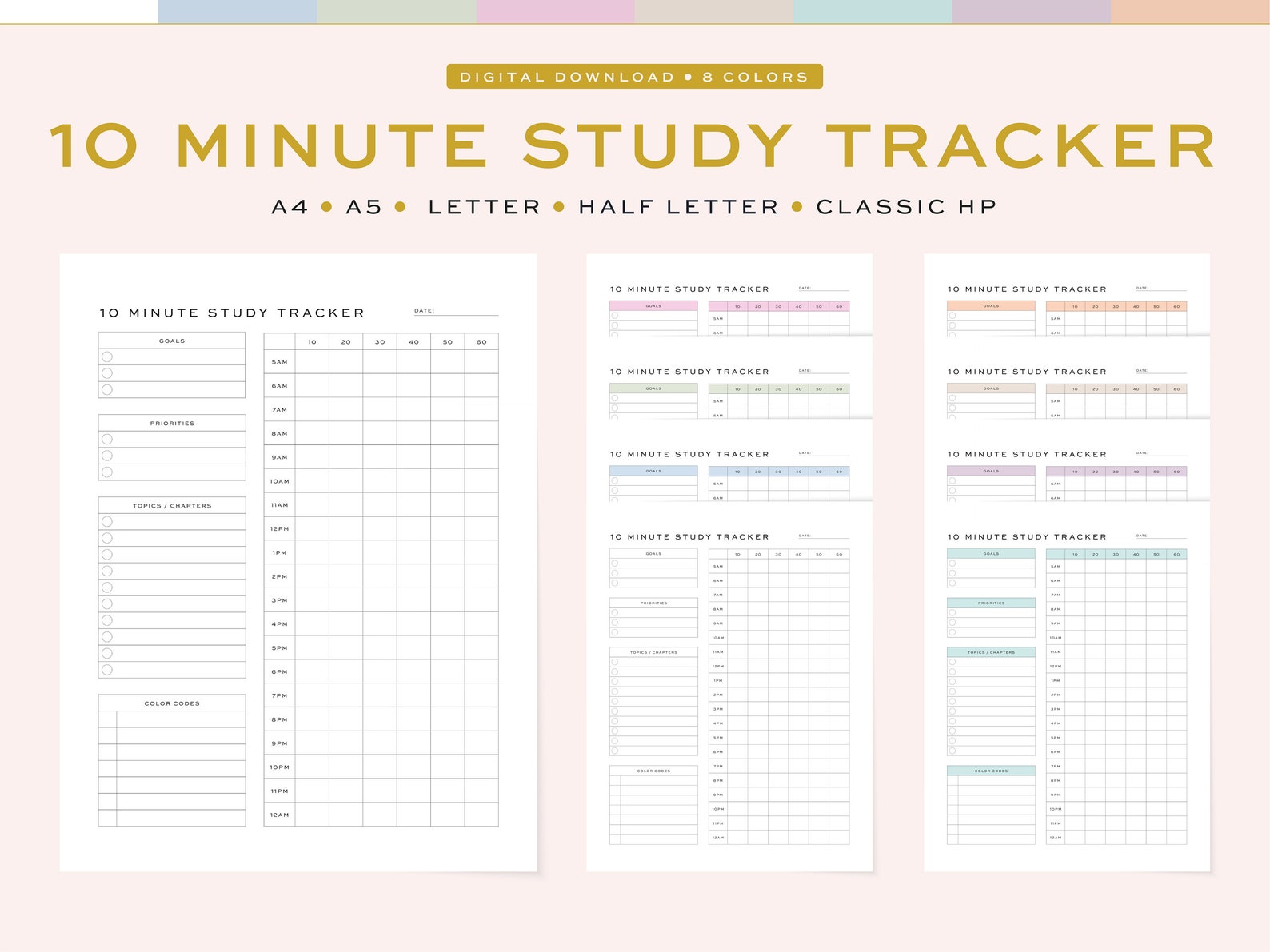 Printable 10 Minute Study Tracker Study Session Planner - Etsy