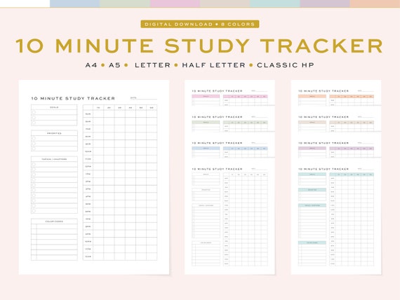 Printable 10 Minute Study Tracker Study Session Planner - Etsy