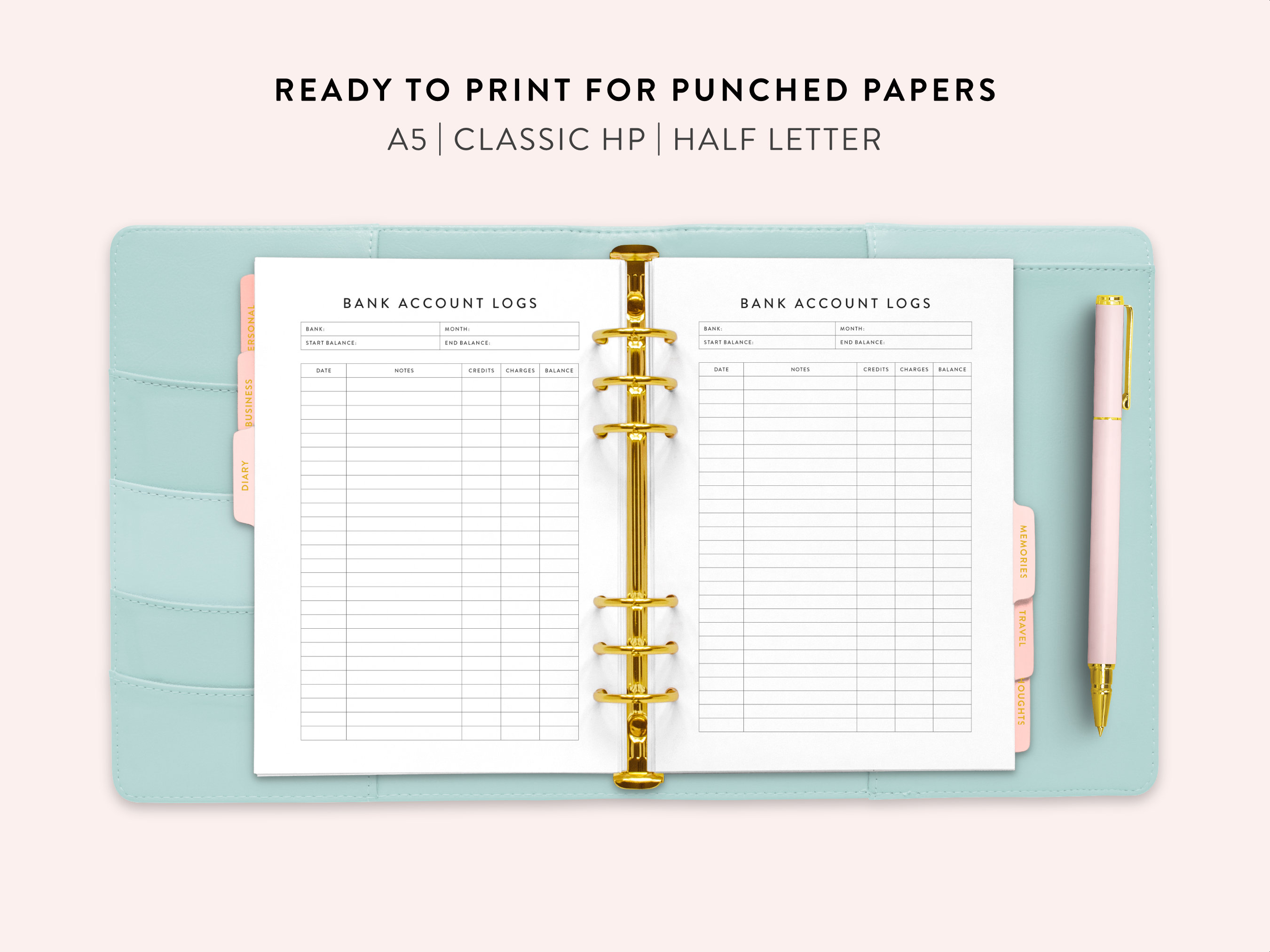 Printable Bank Account Logs, Fillable Bank Balance Sheet, Bank Account ...