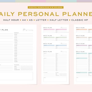 Printable Daily Planner Fillable Undated Personal Minimal | Etsy