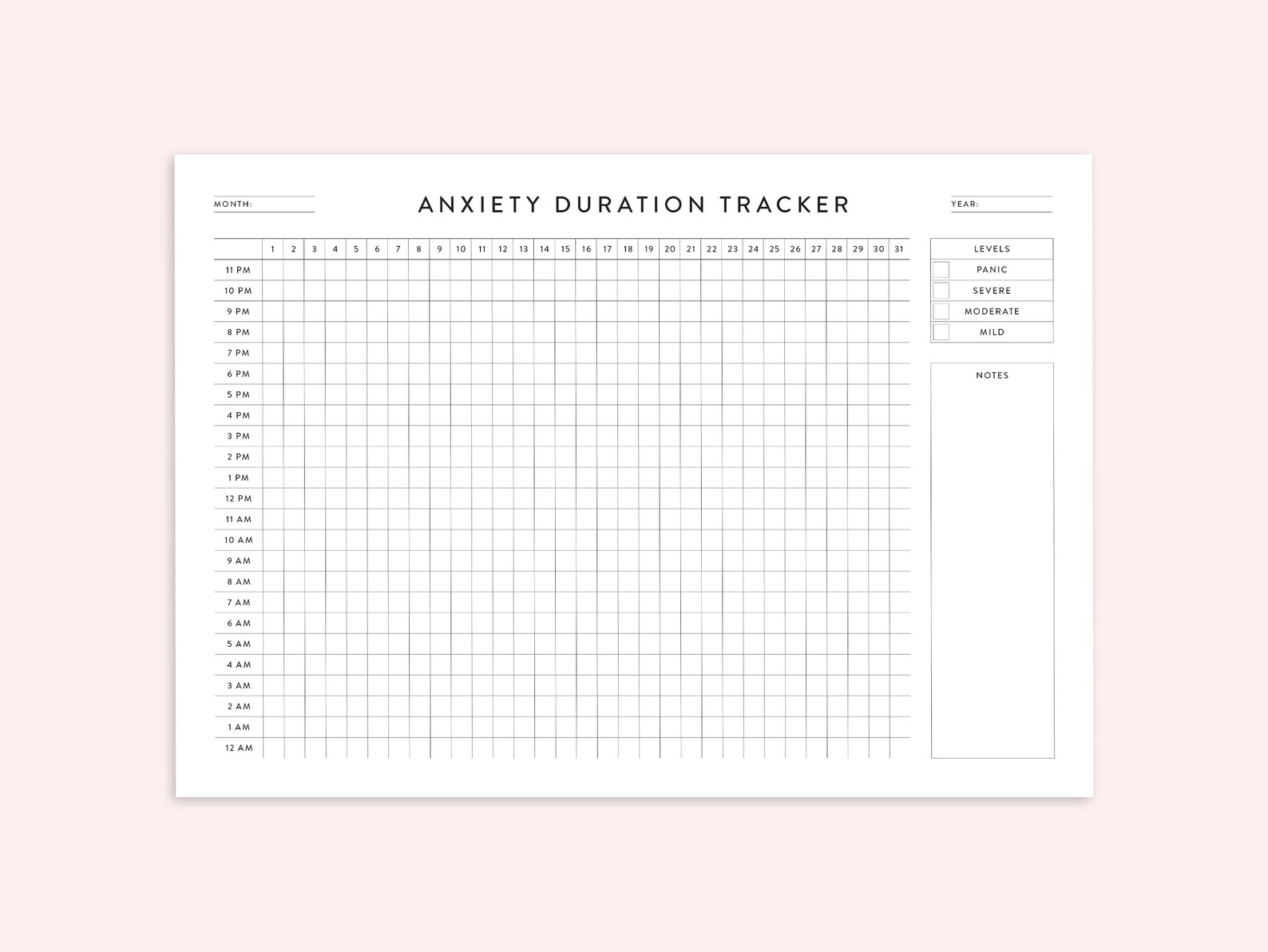 Printable Anxiety Trackers Monthly Anxiety Relief Worksheet - Etsy