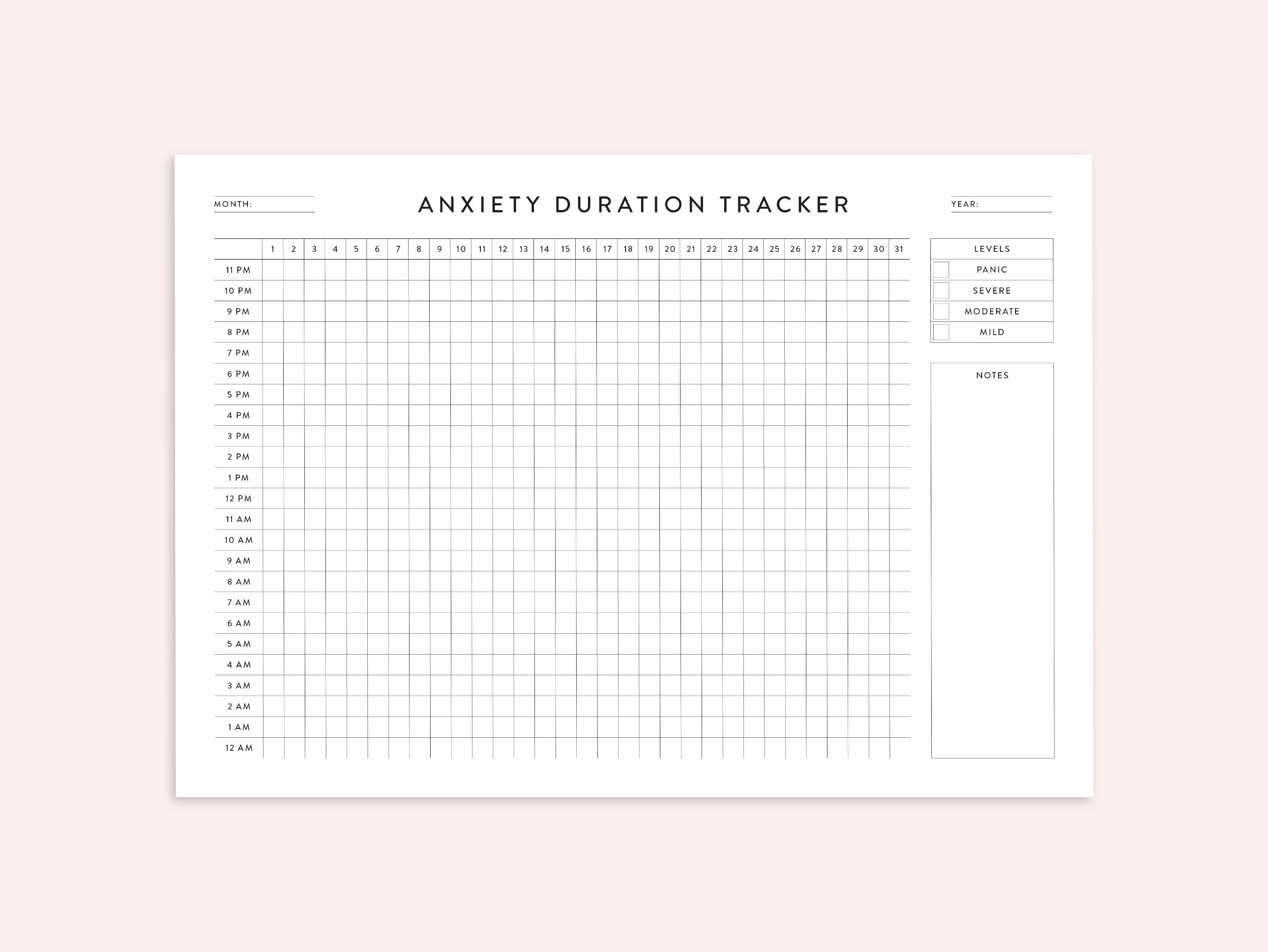 Printable Anxiety Trackers Monthly Anxiety Relief Worksheet - Etsy