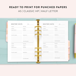 Printable Doctor Visit Notes, Doctor Visit Tracker, Health Record Logs ...