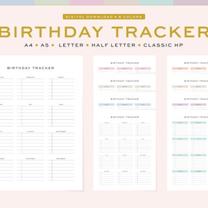 Printable Birthday Tracker Fillable Birthday Log Birthday - Etsy