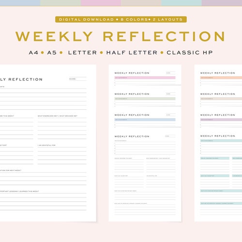 Printable Weekly Reflection Fillable Weekly Review Template - Etsy