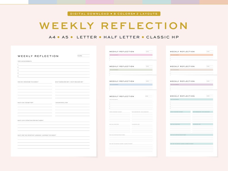 Printable Weekly Reflection Fillable Weekly Review Template - Etsy