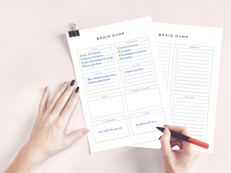 Printable Brain Dump Journal Thought Organizer Brain Dump - Etsy