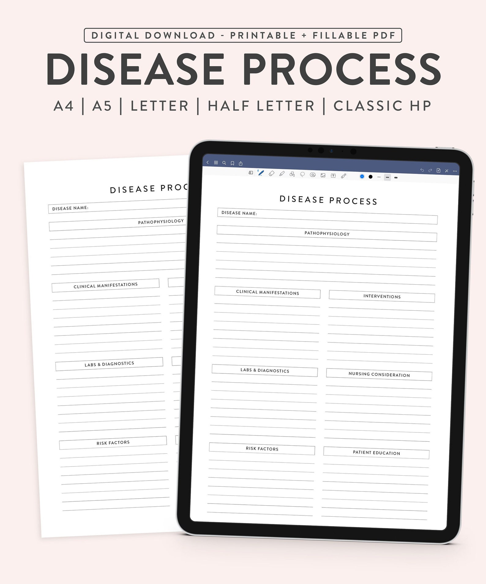Printable Disease Study Sheet for Nursing Students, Nursing Disease ...