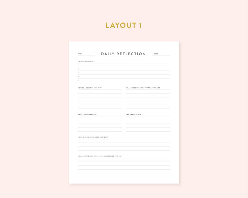 Printable Daily Reflection Fillable Daily Review Template | Etsy