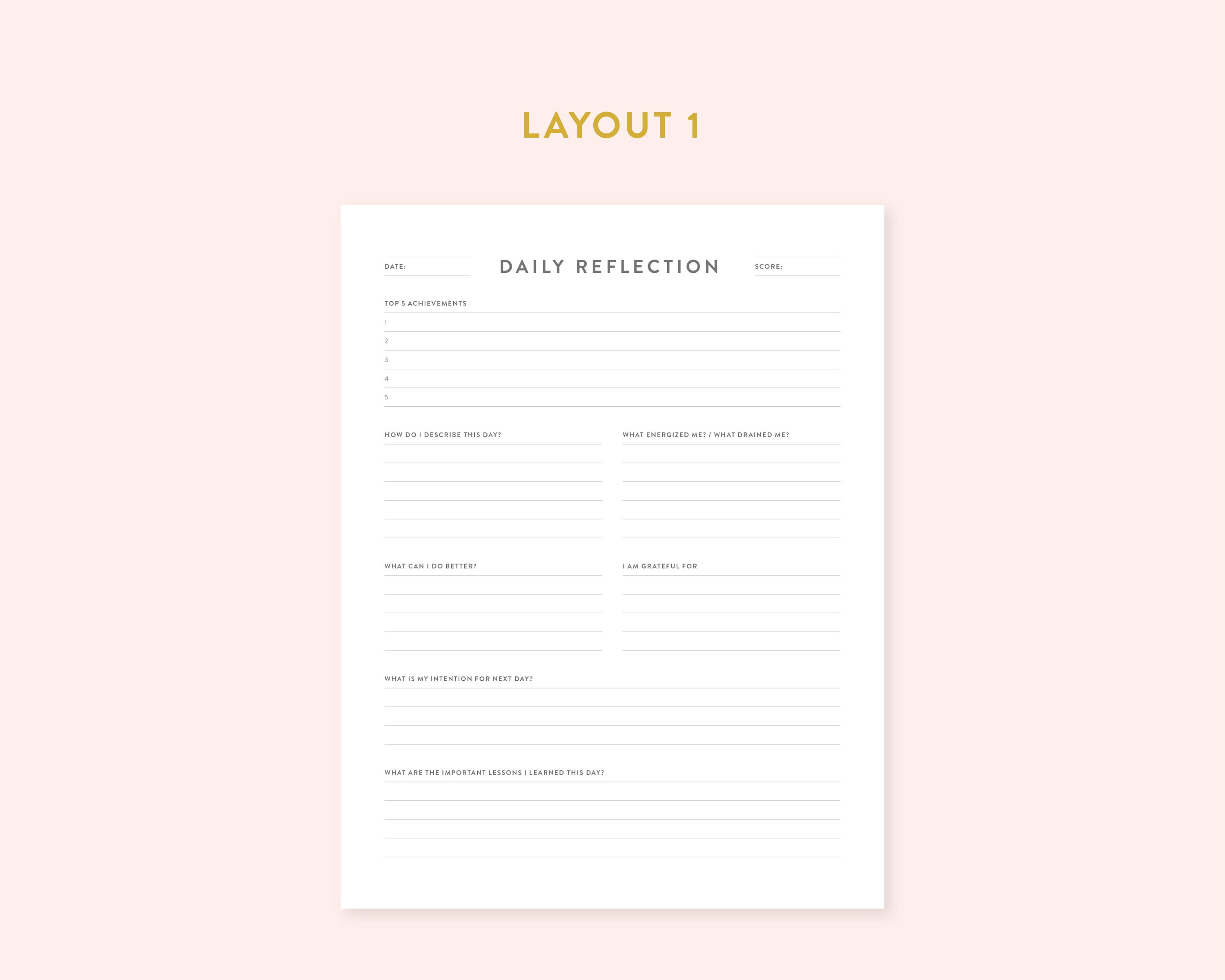 Printable Daily Reflection Fillable Daily Review Template | Etsy UK