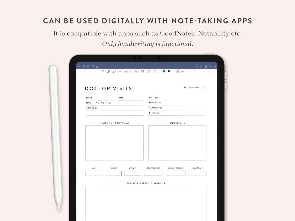 Printable Doctor Visit Notes Doctor Visit Tracker Health - Etsy