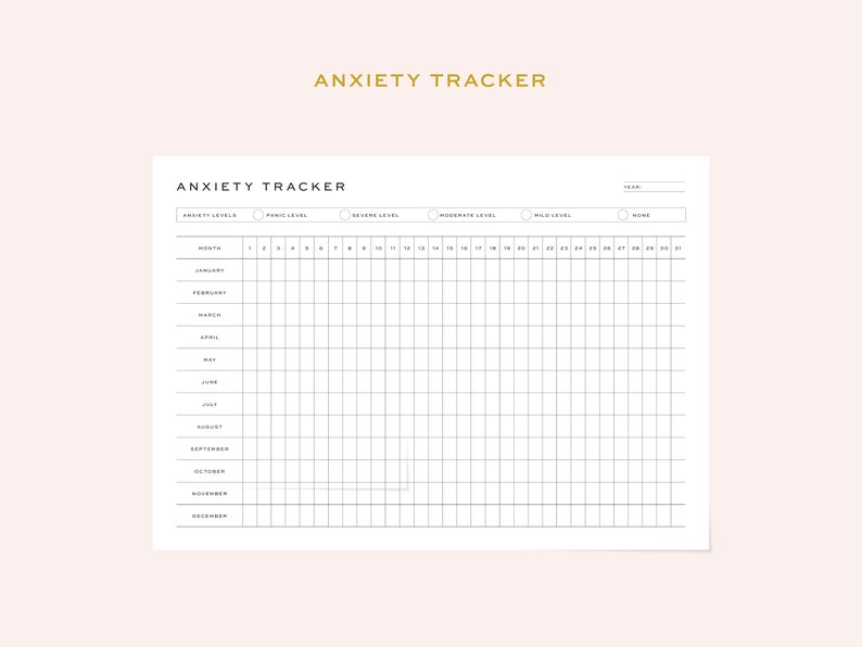 Printable Anxiety Trackers Monthly Anxiety Relief Worksheet - Etsy