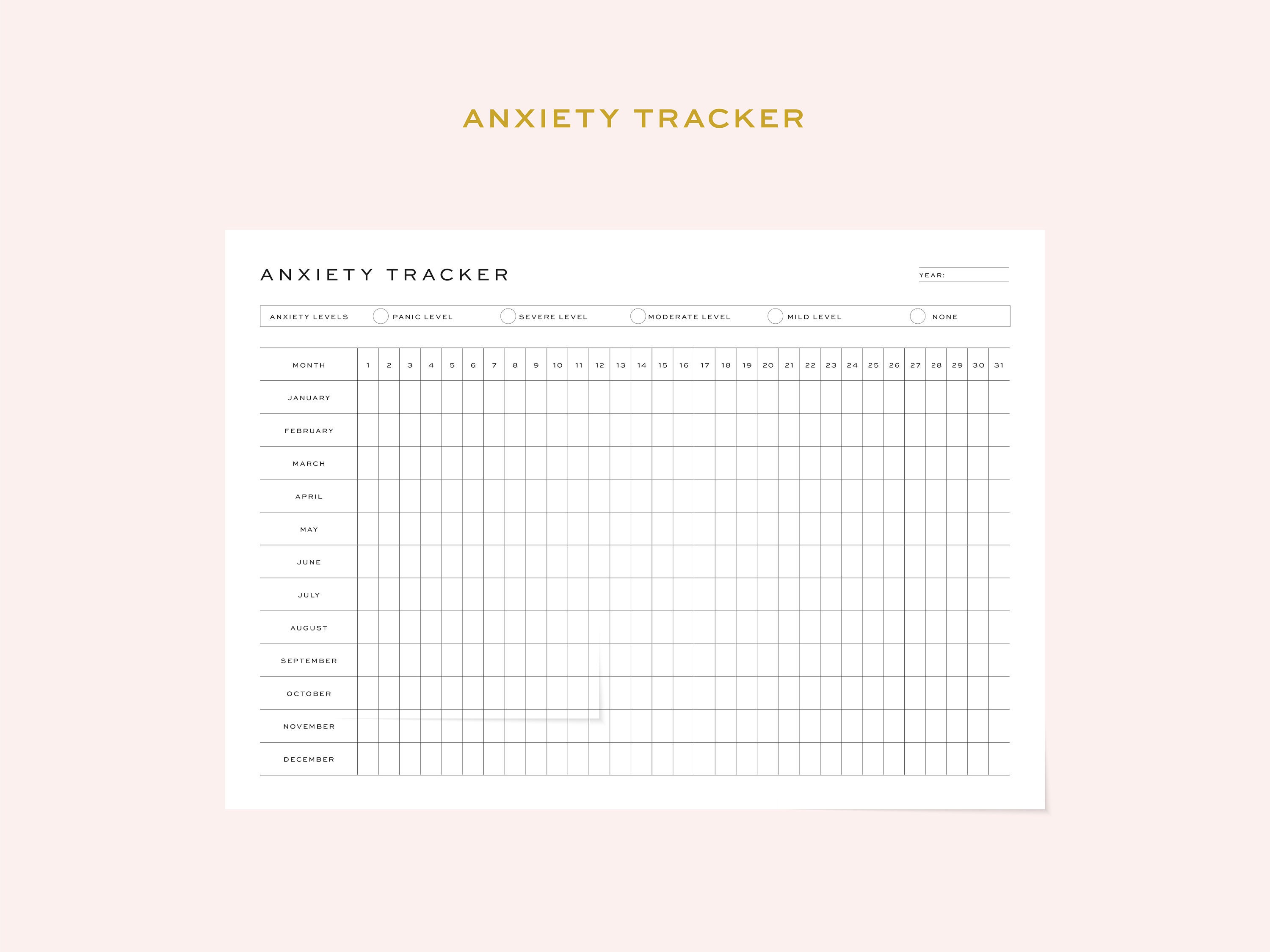 Printable Anxiety Trackers Monthly Anxiety Relief Worksheet - Etsy