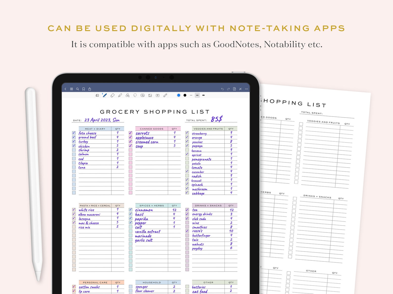 Printable Grocery Shopping List Fillable Shopping List - Etsy UK
