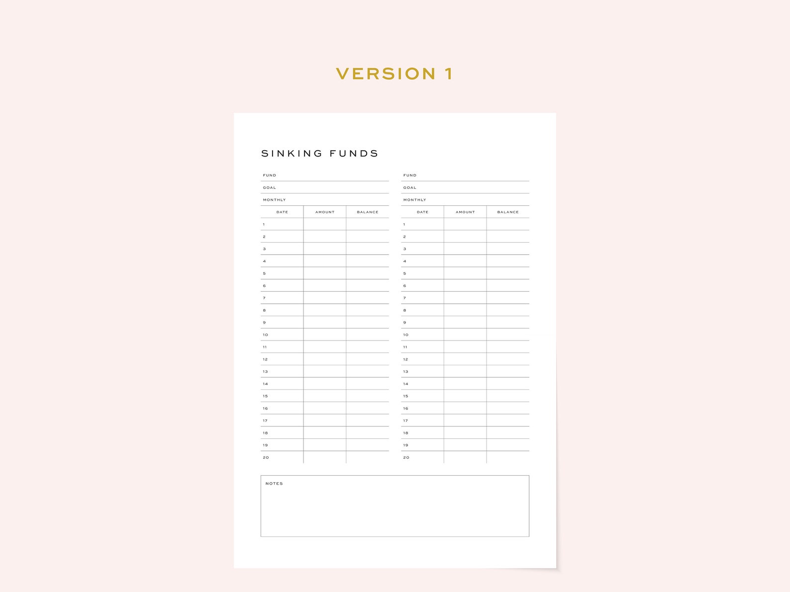 Printable Sinking Funds Tracker, Fillable | Sinking Funds Planner | 5 ...