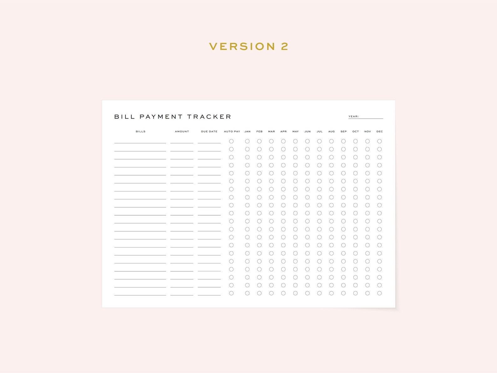 Printable Bill Payment Tracker Yearly / Monthly Fillable - Etsy