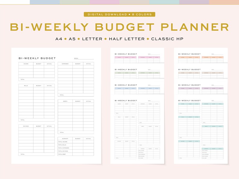 Printable Bi-weekly Budget Planner, Fillable Tracker (digital Download ...