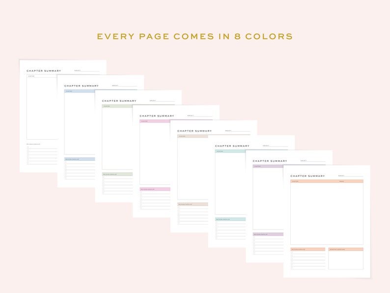 Printable Chapter Summary Planner Fillable Study Summary - Etsy