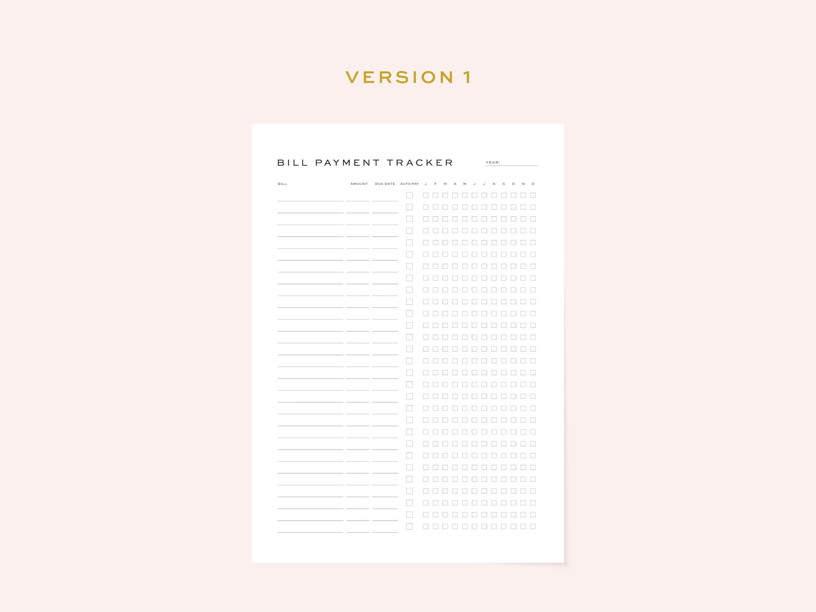 Printable Bill Payment Tracker, Vertical, Yearly / Monthly (annual ...