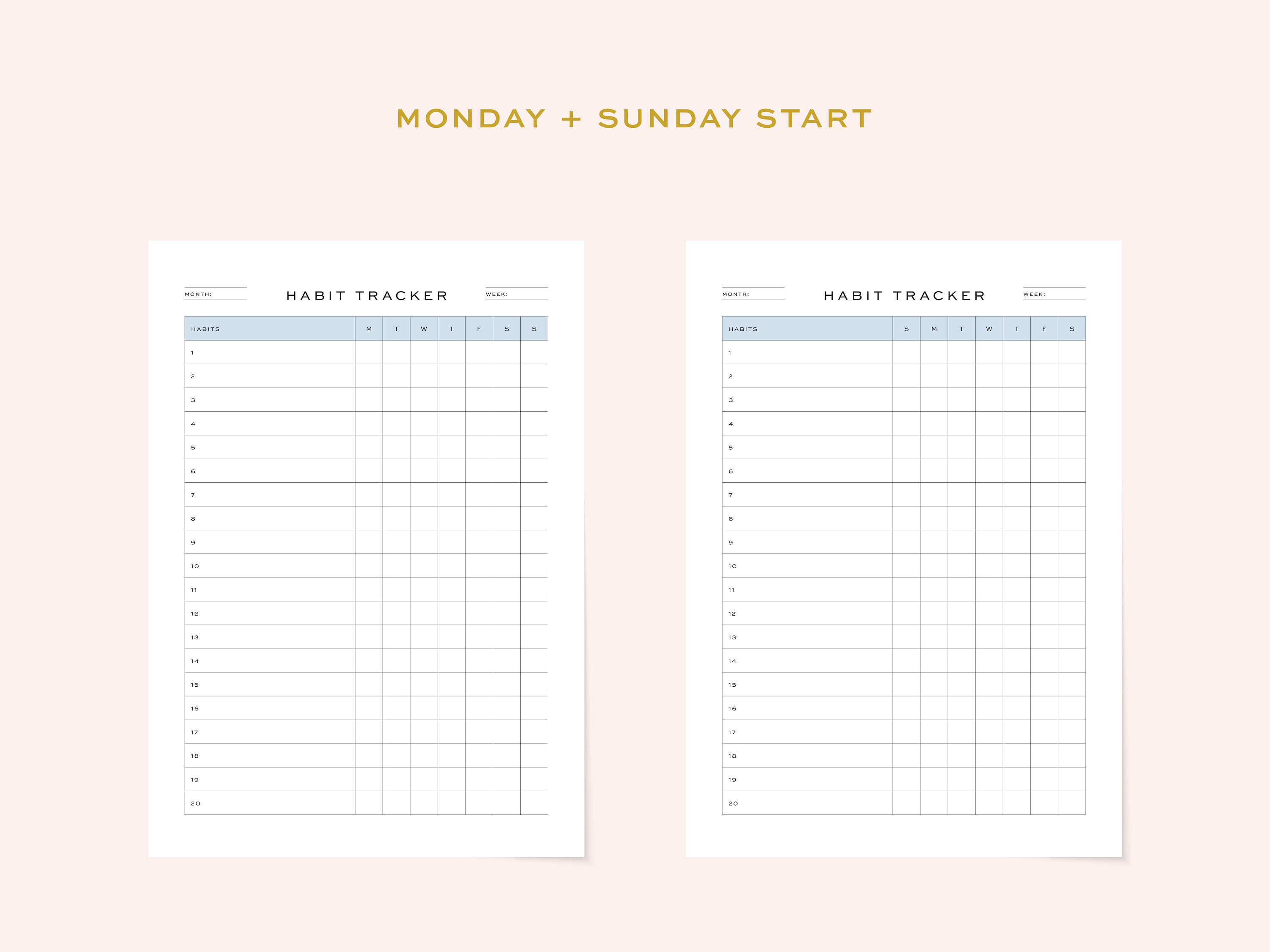 Printable Weekly Habit Tracker / Planner Personal Habit - Etsy