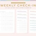 Weekly Check-in Template, Fillable Planner (digital Download) - Etsy