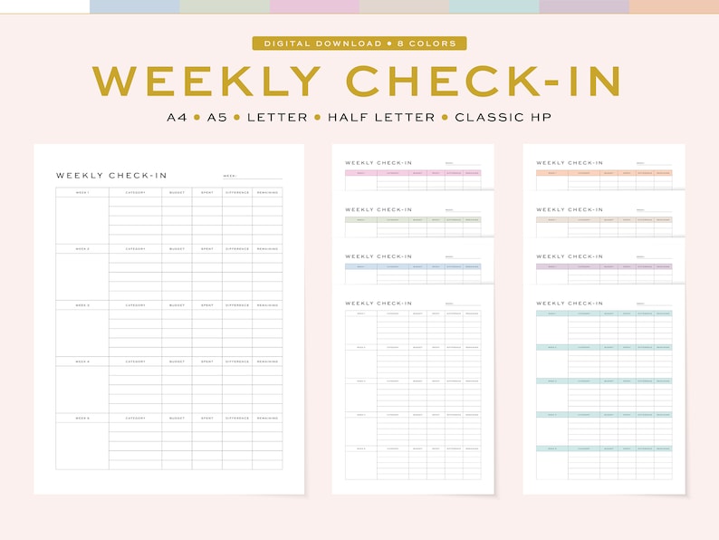 Printable Weekly Check-in Template, Fillable | Undated Weekly Check-in ...