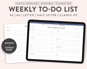 To Do Lists, Task Lists, Printable & Fillable Templates PDF, A4/a5 ...