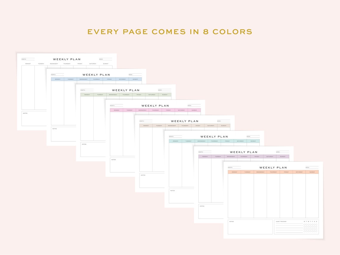Personal Weekly Planner Printable Fillable Undated Weekly - Etsy