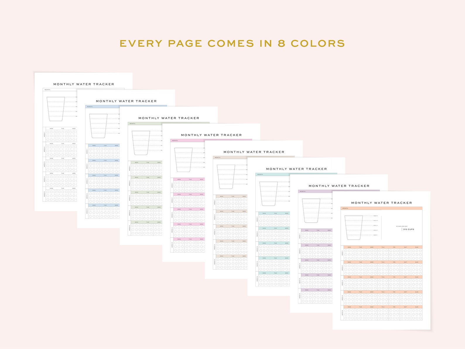 Printable Water Tracker / Reminder, Fillable | Monthly Water Intake | 5 ...