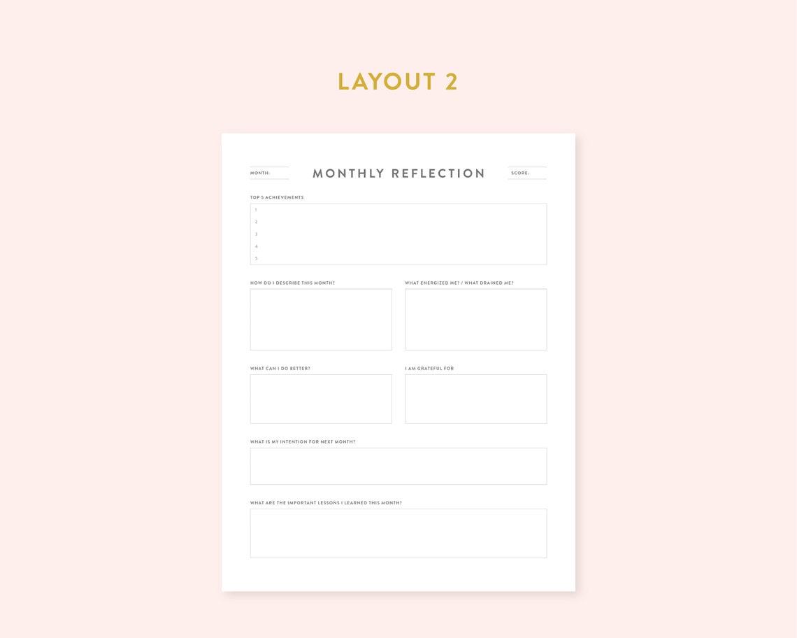 Printable Monthly Reflection Fillable Monthly Review | Etsy Canada