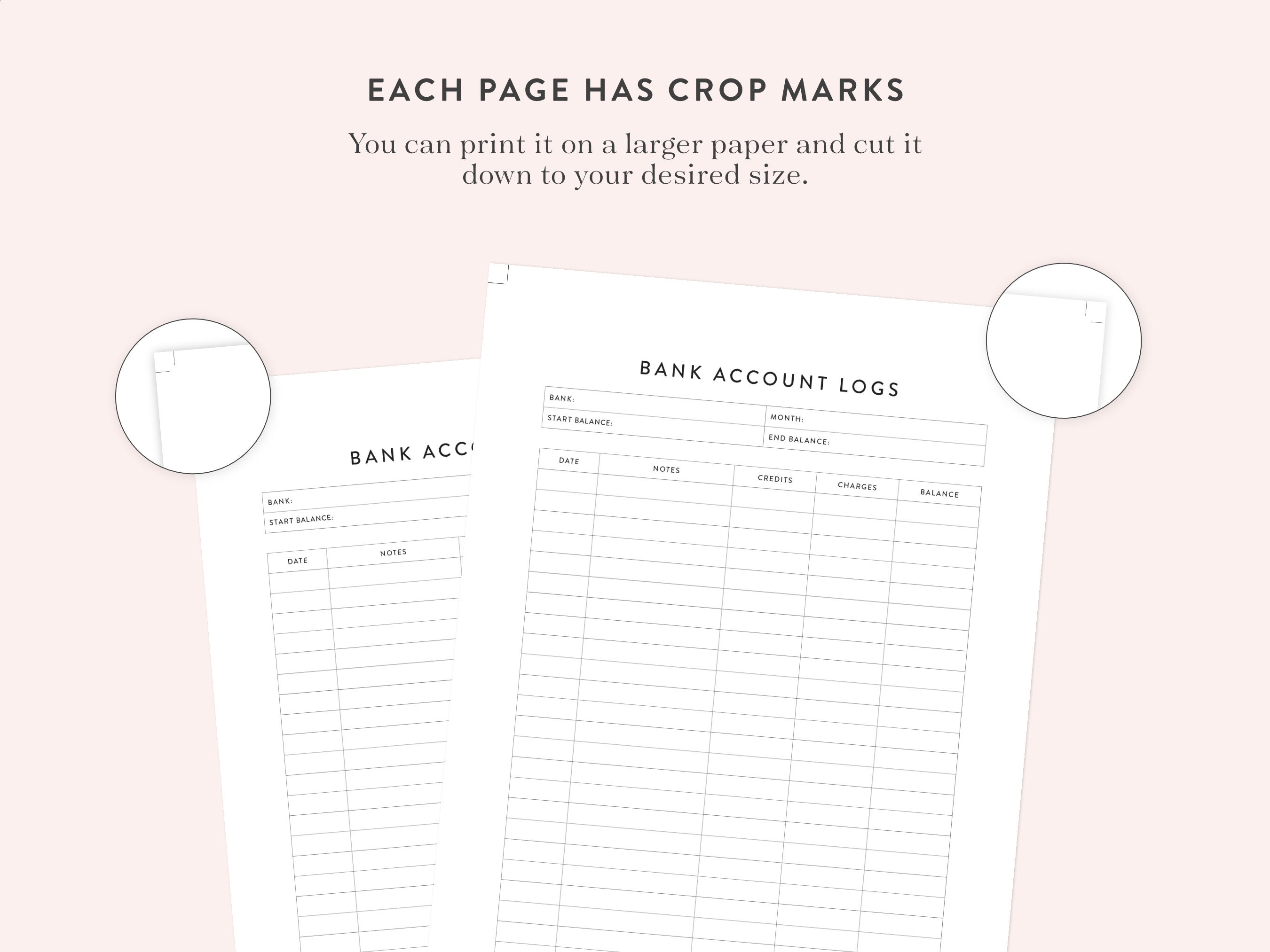 Printable Bank Account Logs, Fillable Bank Balance Sheet, Bank Account ...