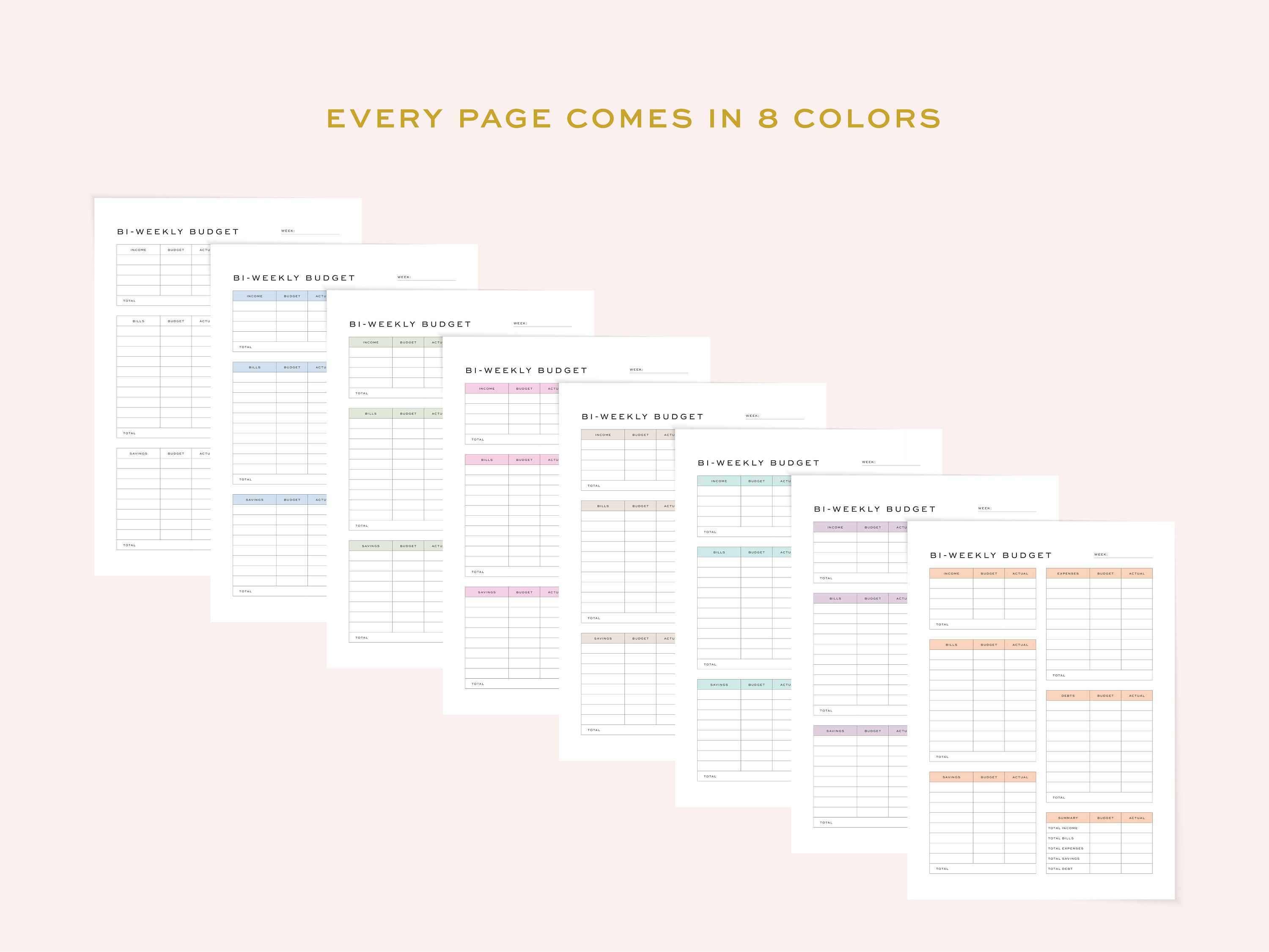 Printable Bi-weekly Budget Planner Fillable Undated - Etsy