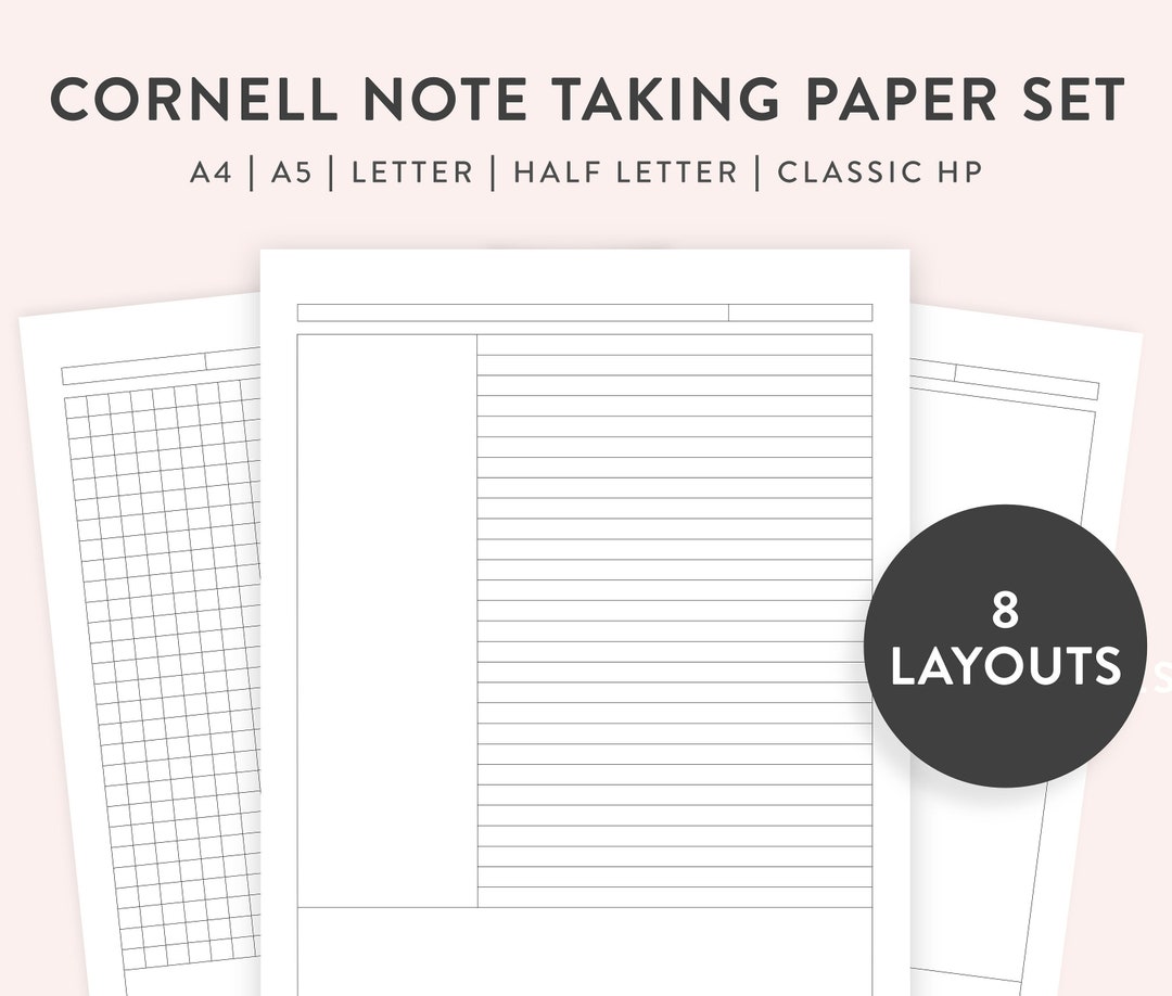 Printable Cornell Notes Paper PDF, Blank Cornell Note Sheets, College ...