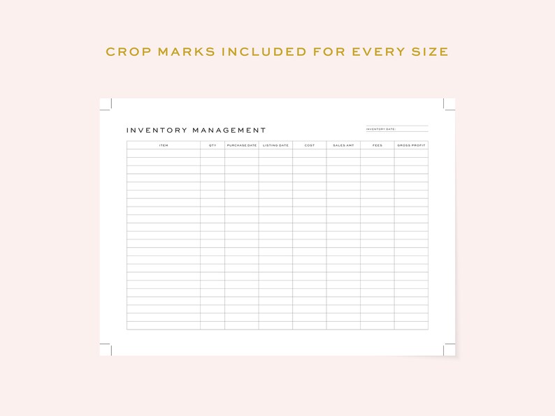 Printable Inventory Management Template, Small Business Inventory ...