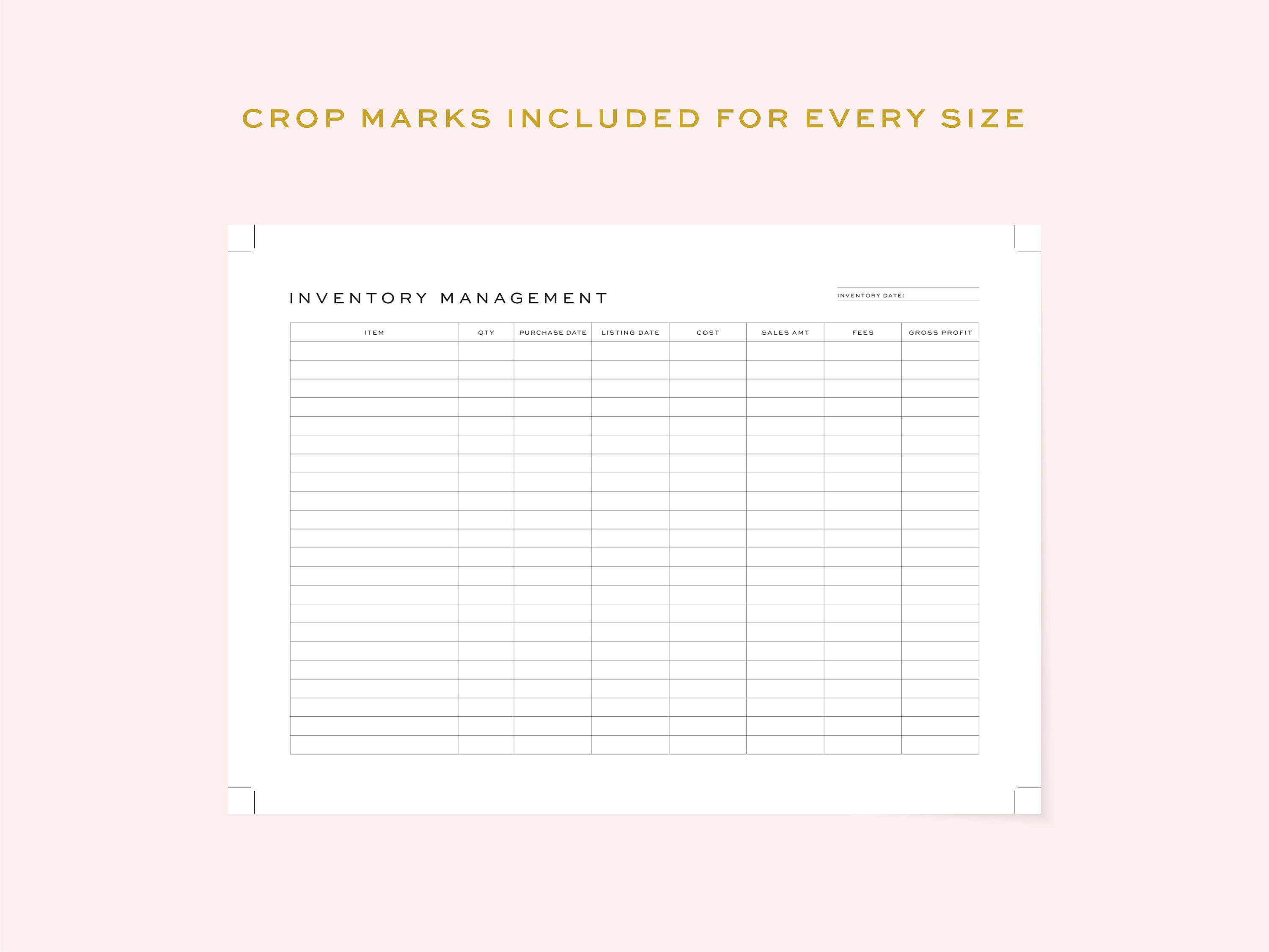 Printable Inventory Management Template, Small Business Tracker ...