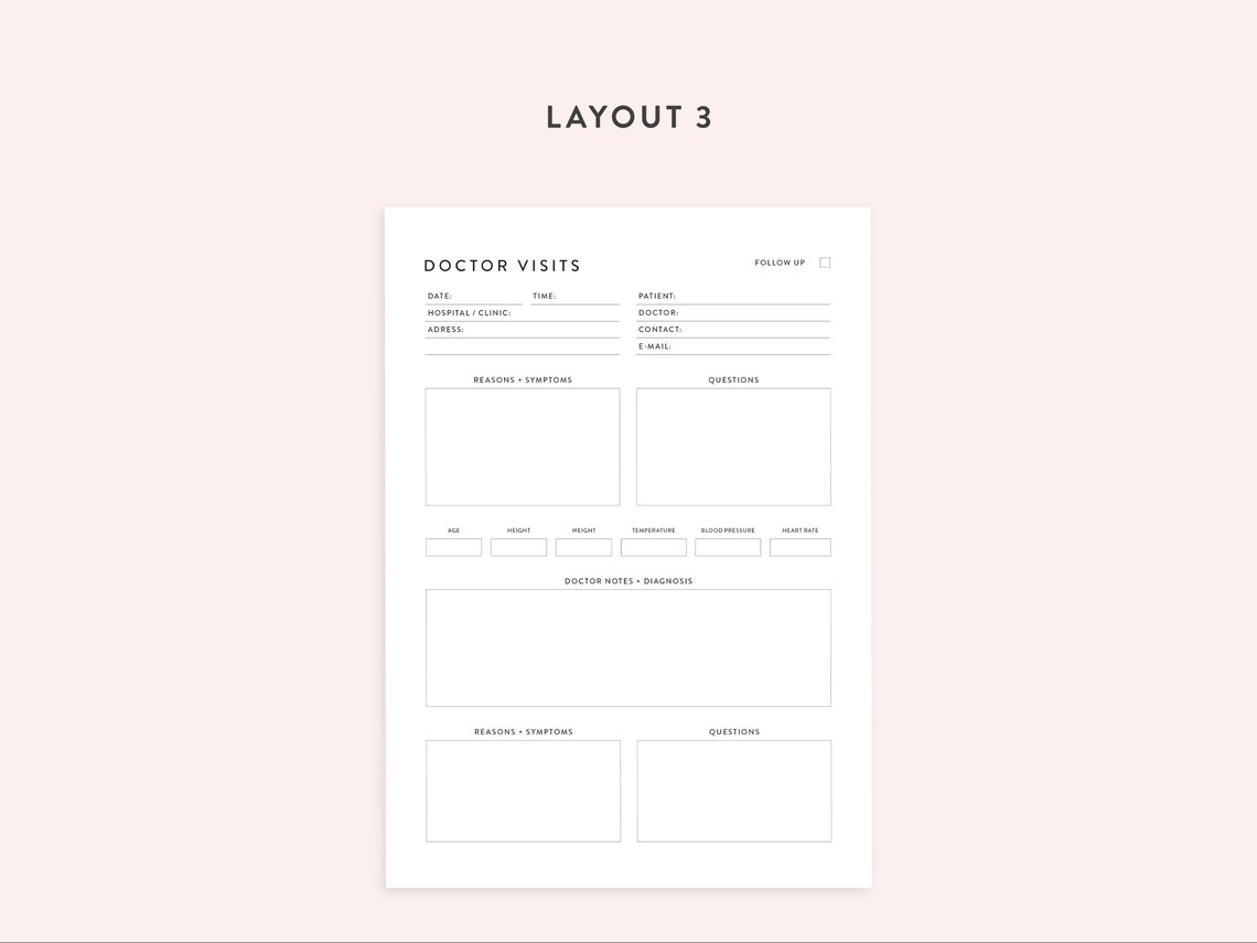 Printable Doctor Visit Notes Doctor Visit Tracker Health - Etsy