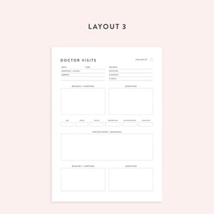 Printable Doctor Visit Notes, Doctor Visit Tracker, Health Record Logs ...