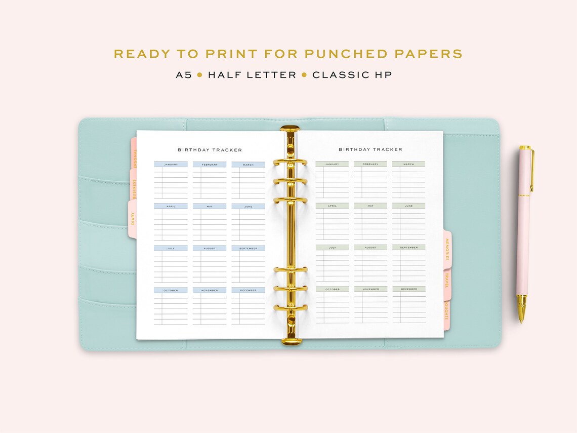 Printable Birthday Tracker Fillable Birthday Log Birthday - Etsy