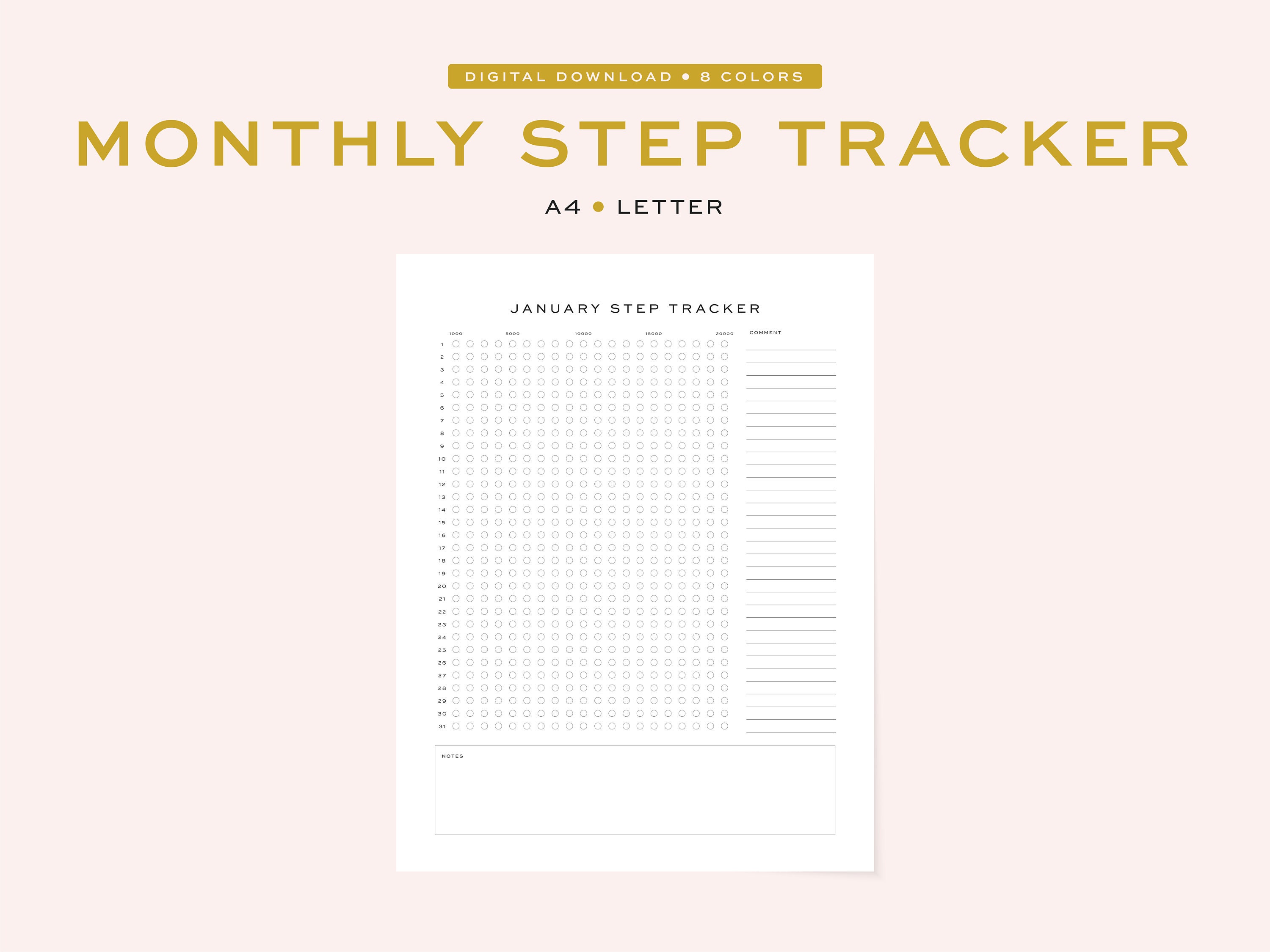 Printable Step Tracker | Monthly Step Tracker / Planner - 12 Months | 2 ...