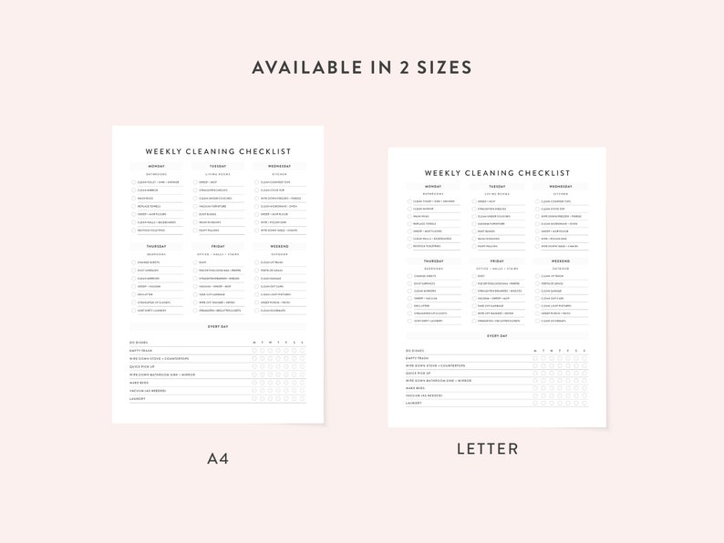Printable Weekly Cleaning Checklist Fillable Cleaning - Etsy