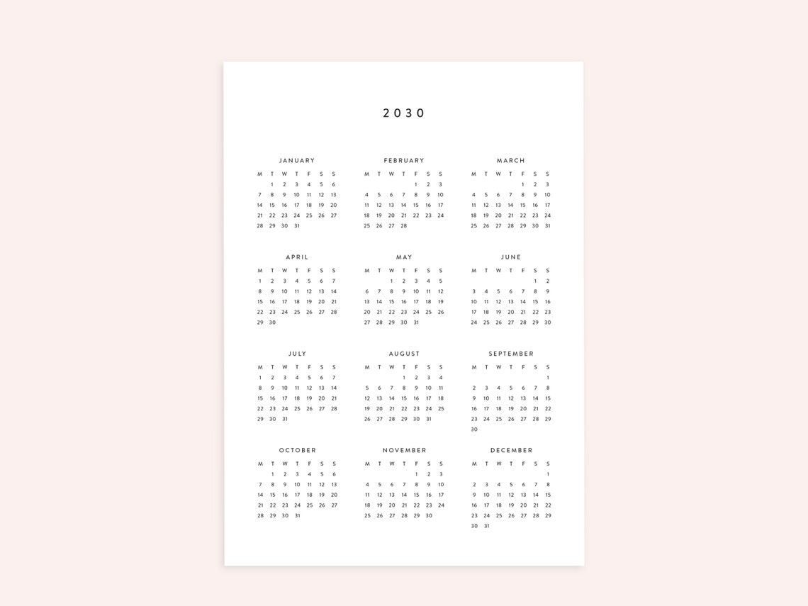 Printable 2023-2033 Yearly Calendars 2023-2033 Year Calendars, Annual ...