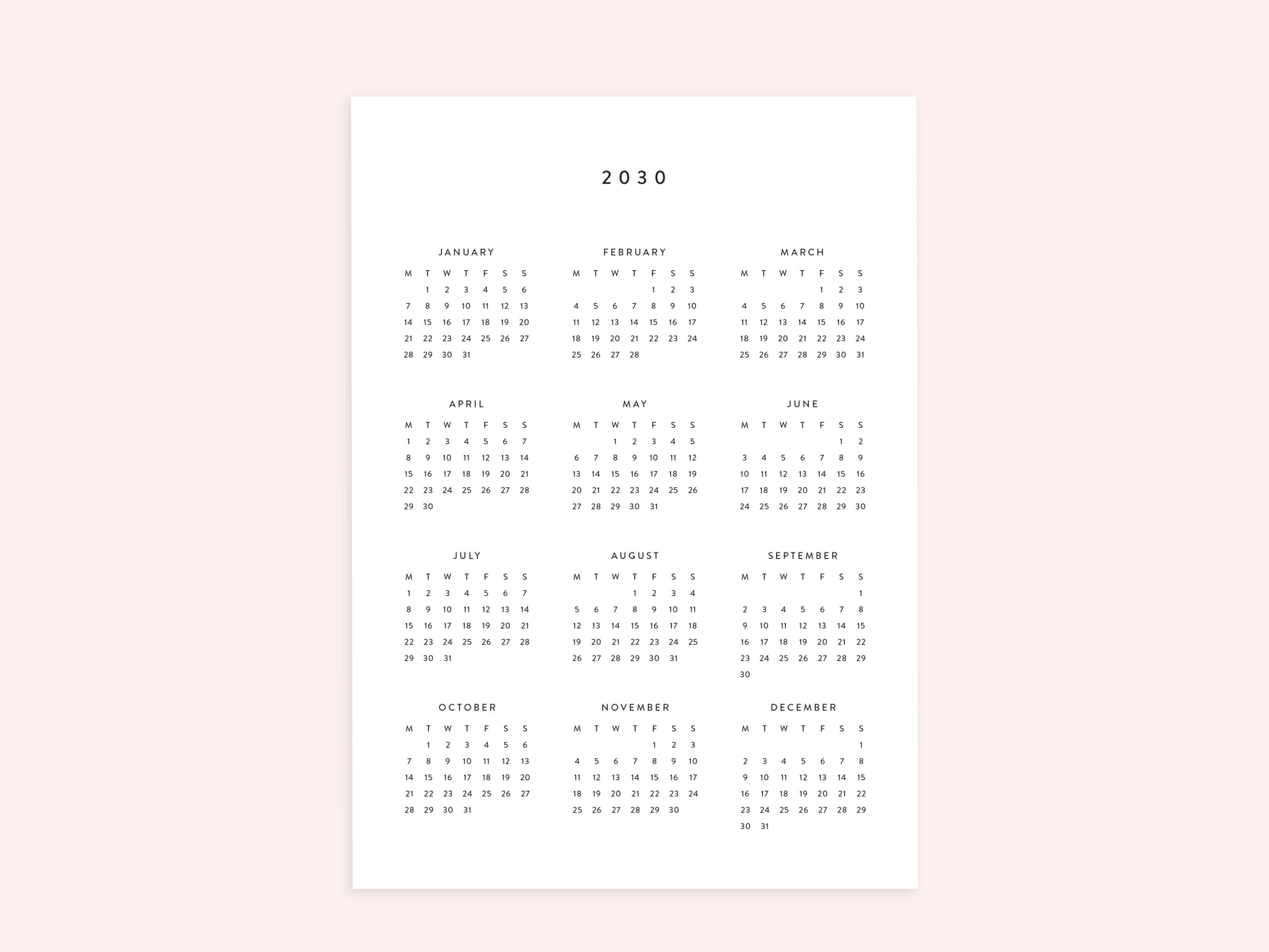 Printable 2023-2033 Yearly Calendars | 2023-2033 Year Calendars, Annual ...