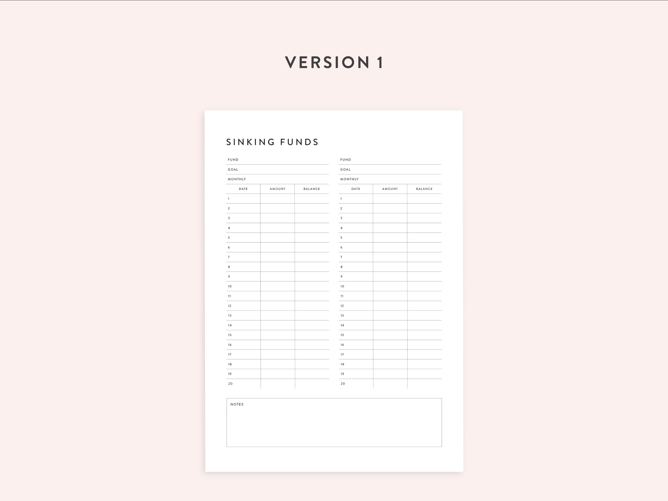 Printable Sinking Funds Tracker Fillable Sinking Funds - Etsy