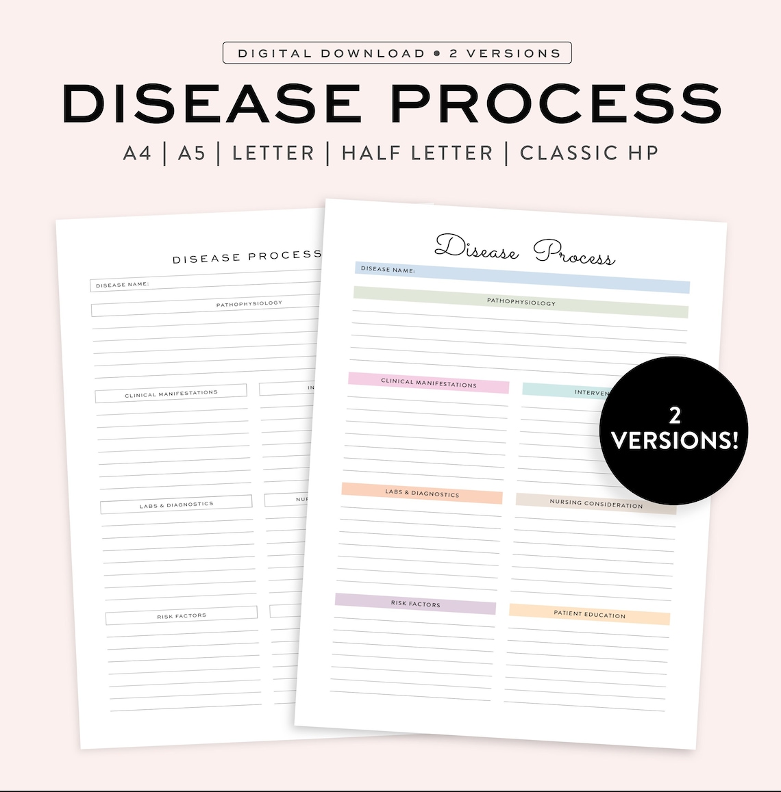 Printable Disease Study Sheet for Nursing Students Nursing - Etsy