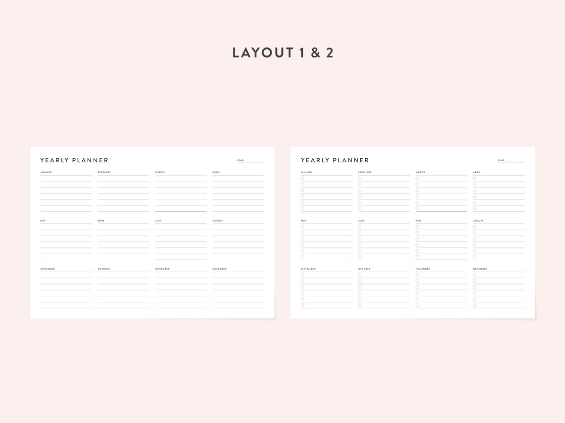 Printable Yearly Planner, Fillable | Undated Yearly Planner, Year at A ...